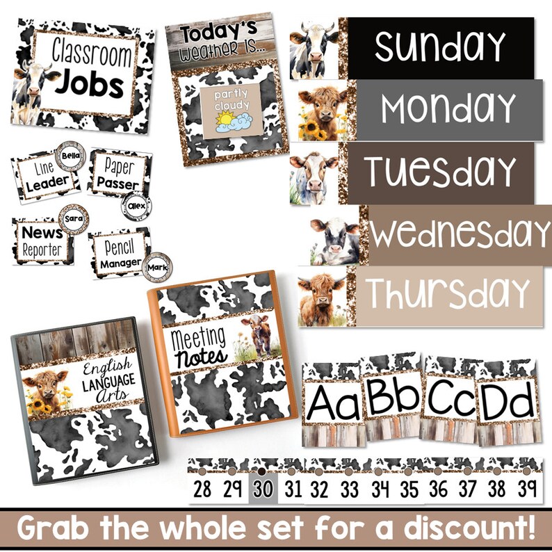 Cow Print Teacher Tool Box Labels Farmhouse Classroom Decor Teacher ...