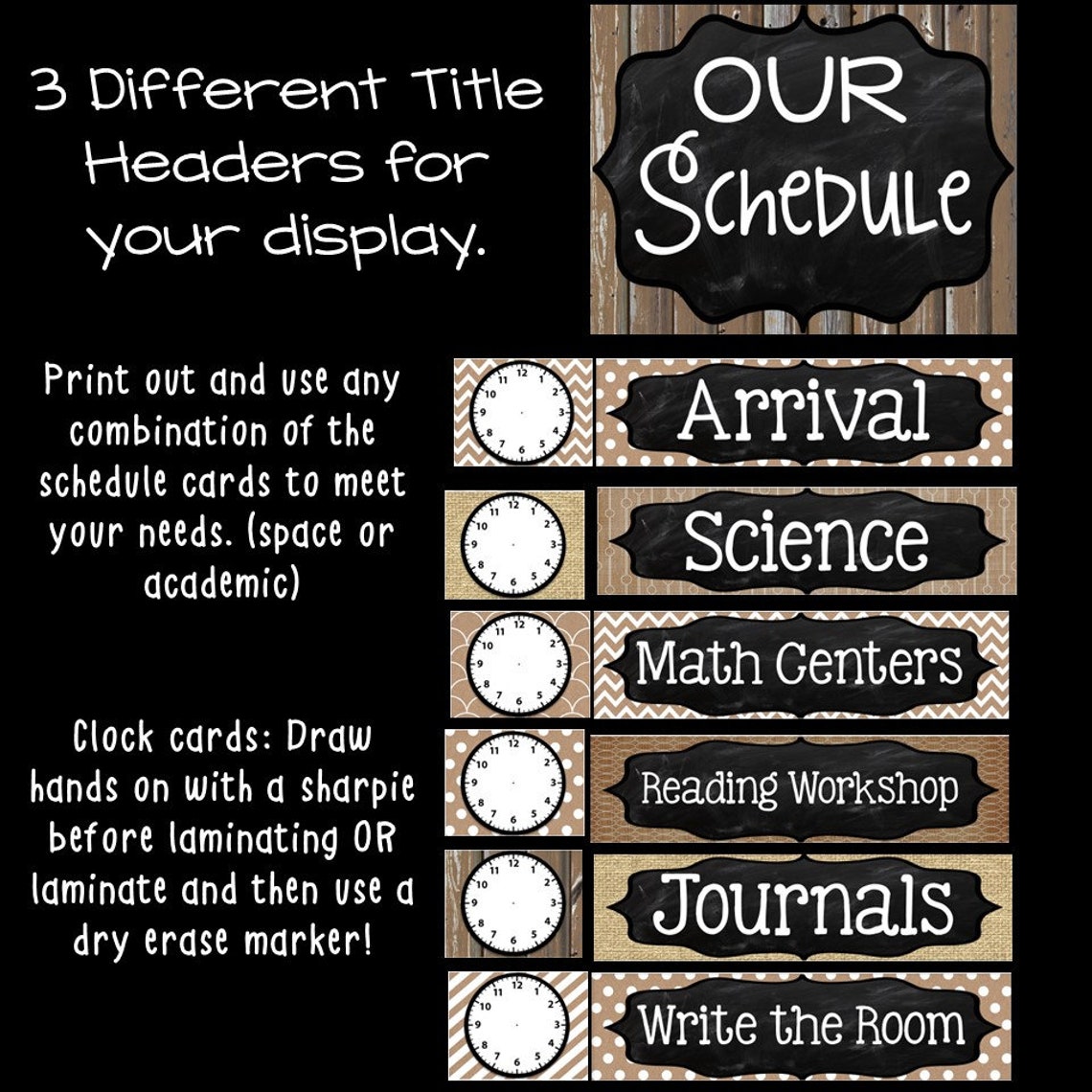 Editable Daily Schedule Cards Farmhouse Classroom Decor - Etsy