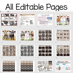 Cow Print Teacher Tool Box Labels Farmhouse Classroom Decor Teacher ...