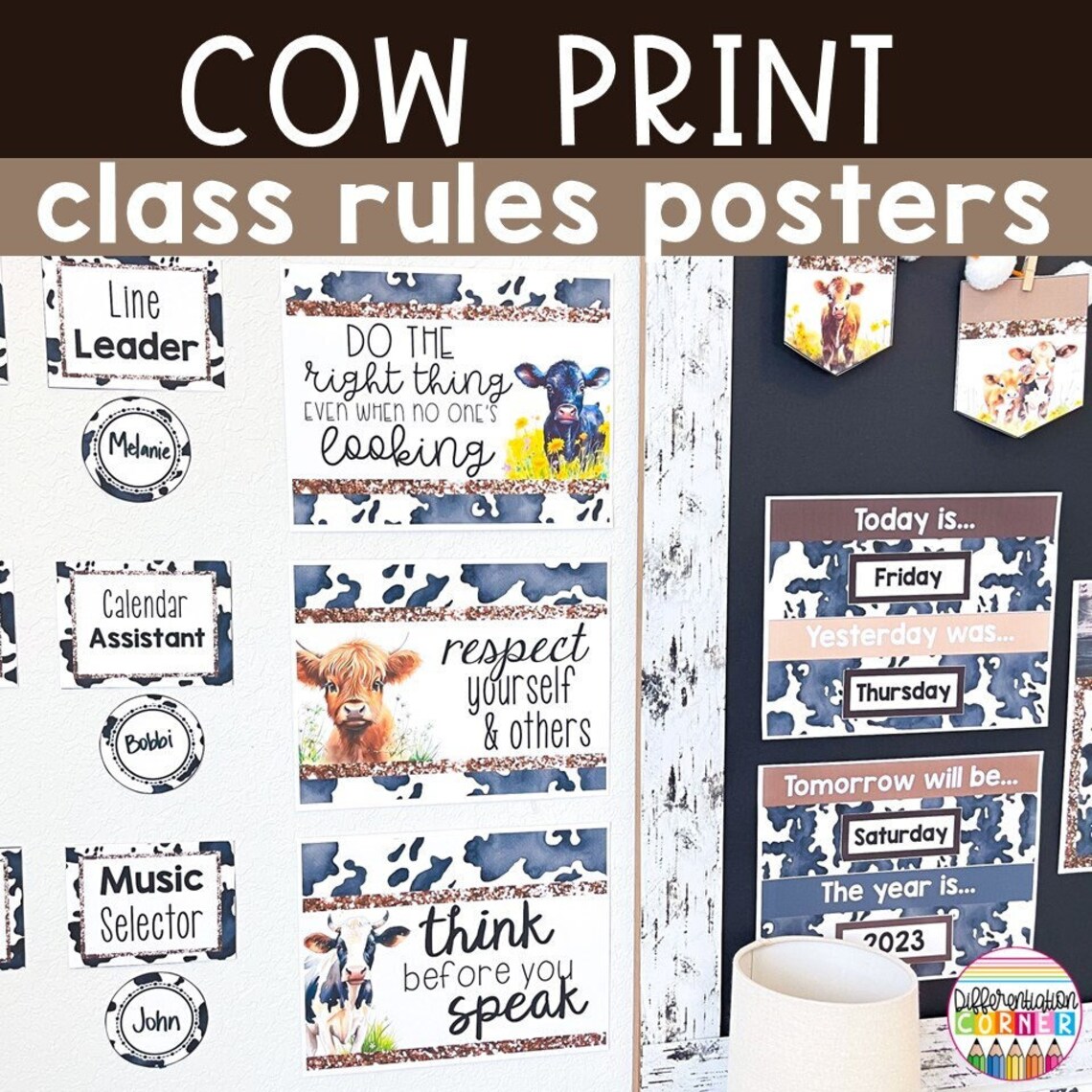 Cow Print Farmhouse Classroom Rules Posters Farmhouse Cow - Etsy