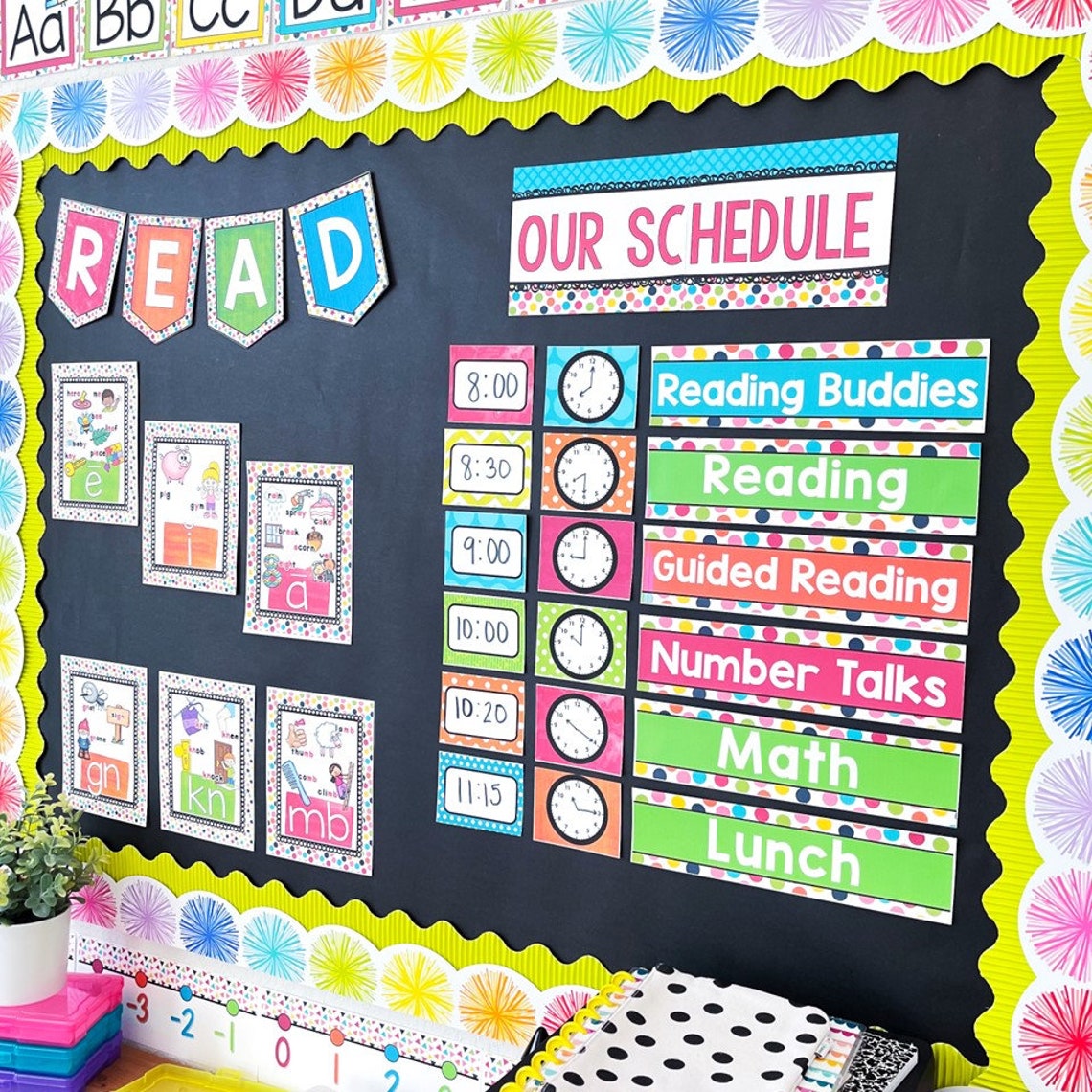 Editable Daily Schedule Cards Confetti Rainbow Classroom Decor - Etsy