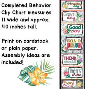 Printable Behavior Clip Chart, Tropical Classroom Decor, Editable ...