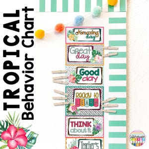 Printable Behavior Clip Chart, Tropical Classroom Decor, Editable ...