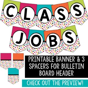 Editable Classroom Jobs Chart Template | Confetti Rainbow Classroom ...