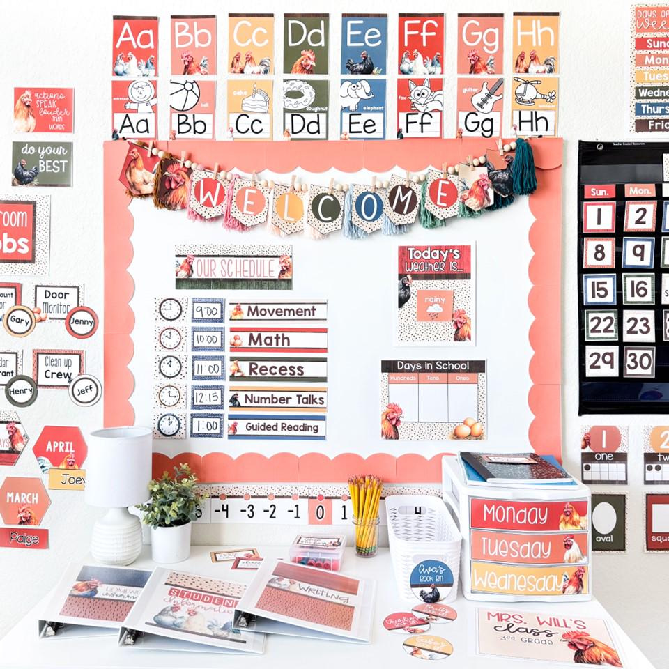 Alphabet Posters for the Classroom Chicken Farmhouse Classroom Decor ...