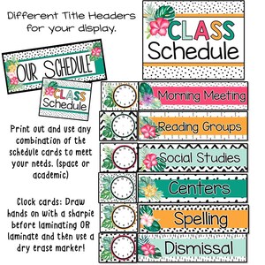 Editable Daily Schedule Cards Tropical Classroom Decor Printable ...