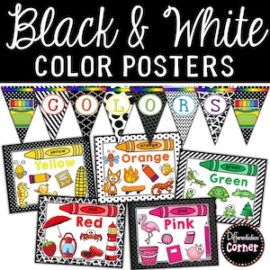 PRINTABLE Color Posters Pack Black and White Classroom Decor - Etsy