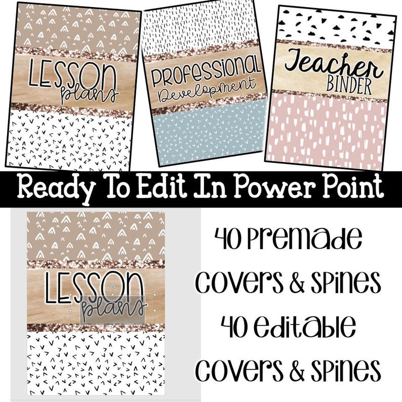 Editable Binder Covers and Spines | Neutral Boho Classroom Decor ...