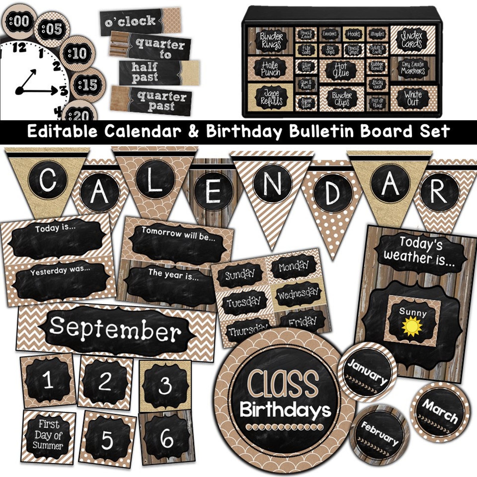 Farmhouse Neutral Classroom Decor Bundle Classroom Bulletin - Etsy