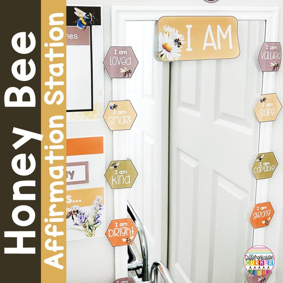 Affirmation Cards Printable Affirmation Station Mirror Cards Bee Themed ...
