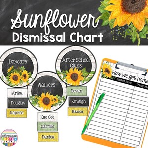 How We Go Home Dismissal Chart Template | Sunflower Farmhouse Classroom ...