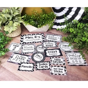 Editable Classroom Labels Black and White Classroom Decor Classroom ...