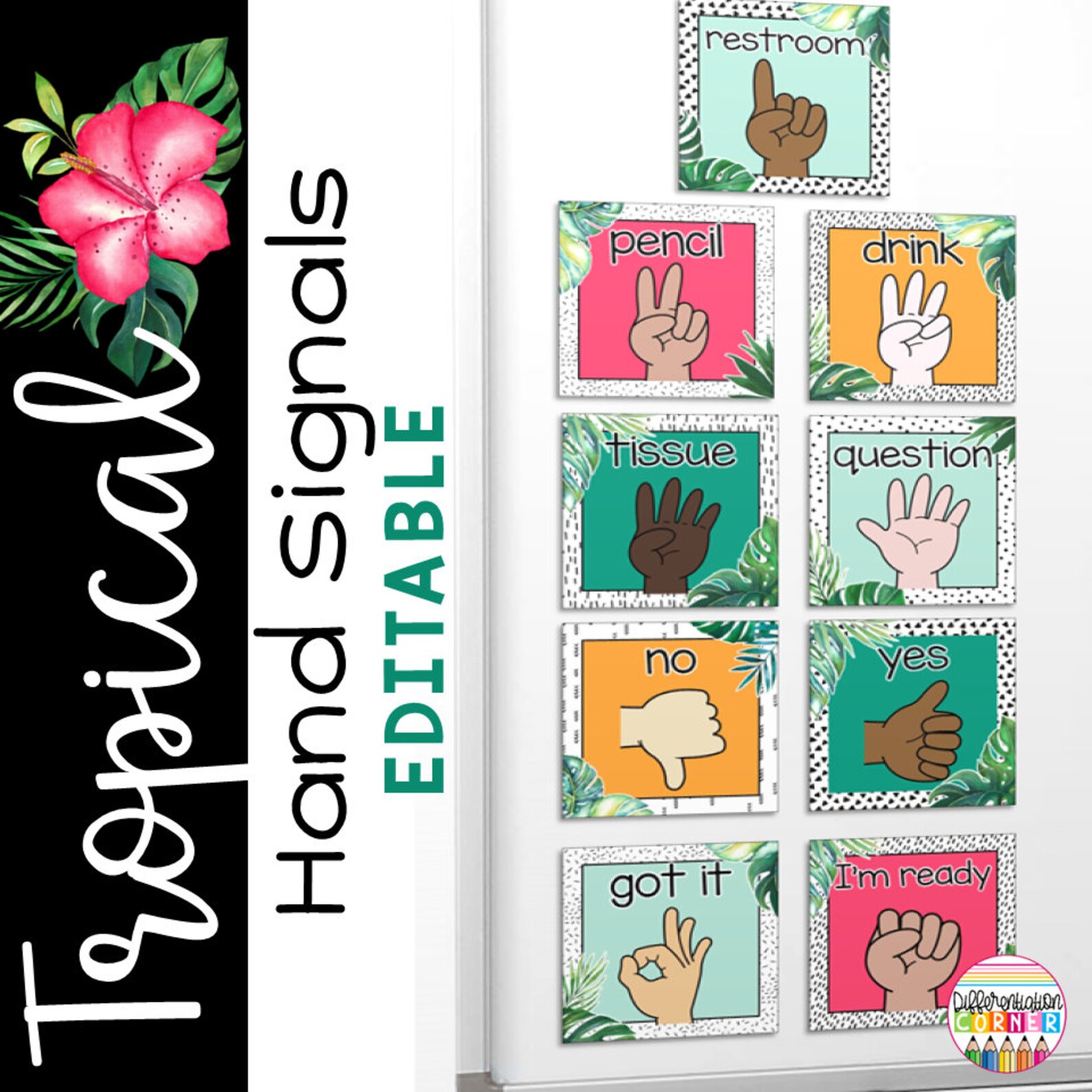 Classroom Hand Signal Posters Tropical Classroom Decor - Etsy