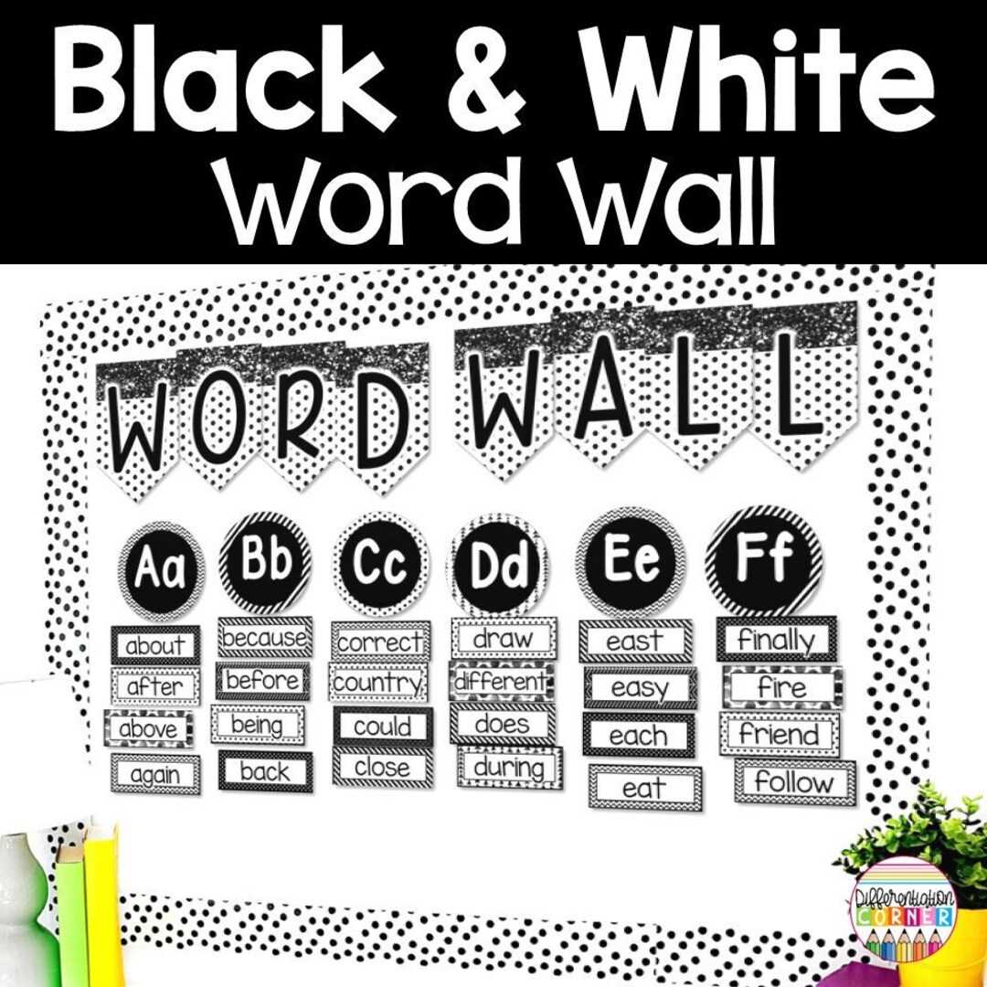 Classroom Sight Word Wall Editable | Black and White Classroom Decor ...
