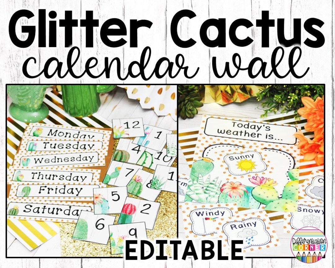 Cactus Succulent Classroom Calendar & Weather Display Set Cactus ...