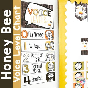 Printable Voice Level Chart Posters Bee Theme Classroom Decor Editable ...