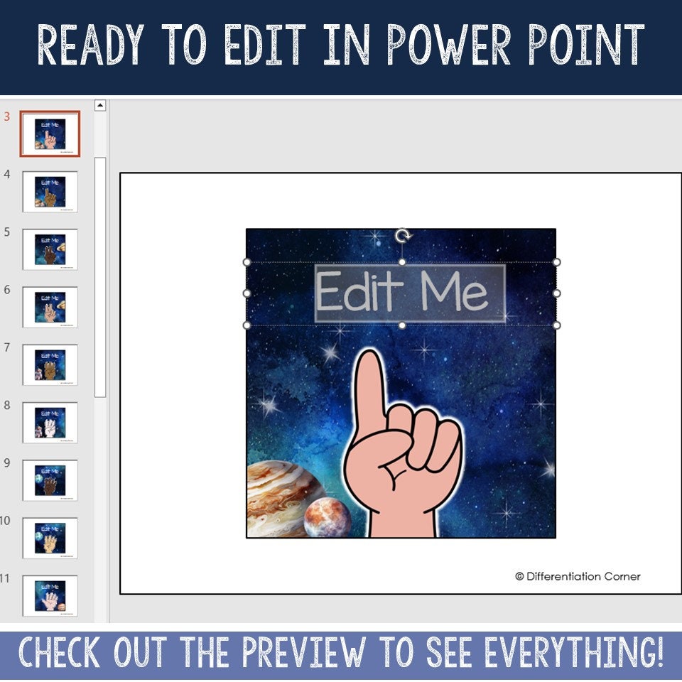 Classroom Hand Signal Posters, Space Classroom Decor, Editable Hand ...