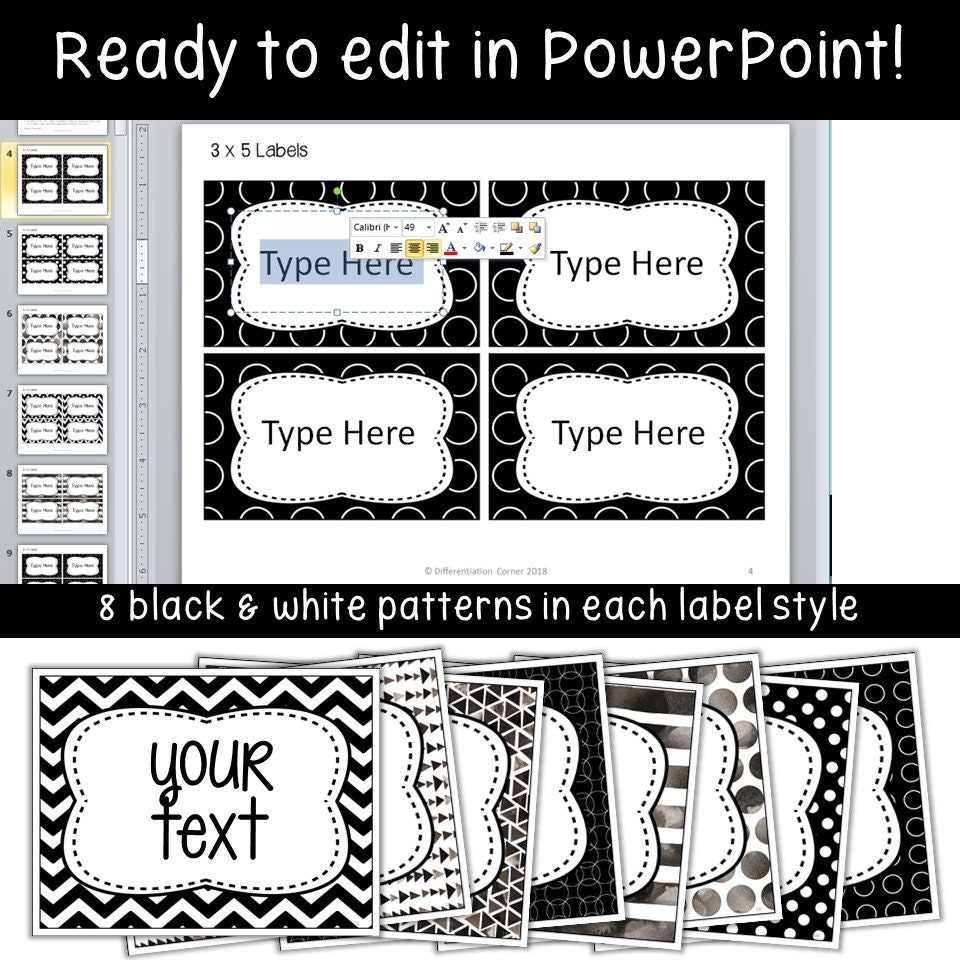 Editable Classroom Labels Black and White Classroom Decor Classroom ...