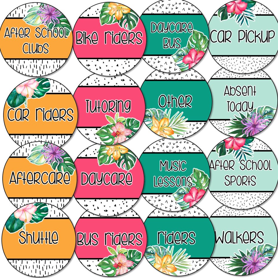 How We Go Home Dismissal Chart Template Tropical Classroom Decor How We ...