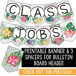Editable Classroom Jobs Chart Template Tropical Classroom Decor ...