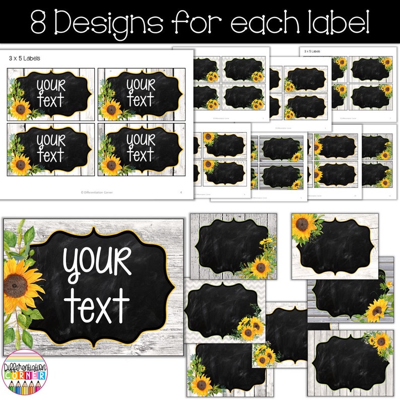 Editable Classroom Labels Sunflower Farmhouse Classroom Decor Sunflower ...