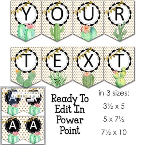Editable Bunting Bulletin Board Welcome Banner Letters Cactus and ...