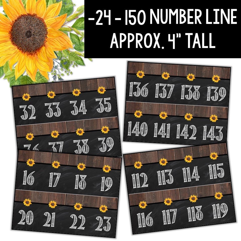 Number Posters 0-30 Number Line With Negative Numbers Sunflower ...