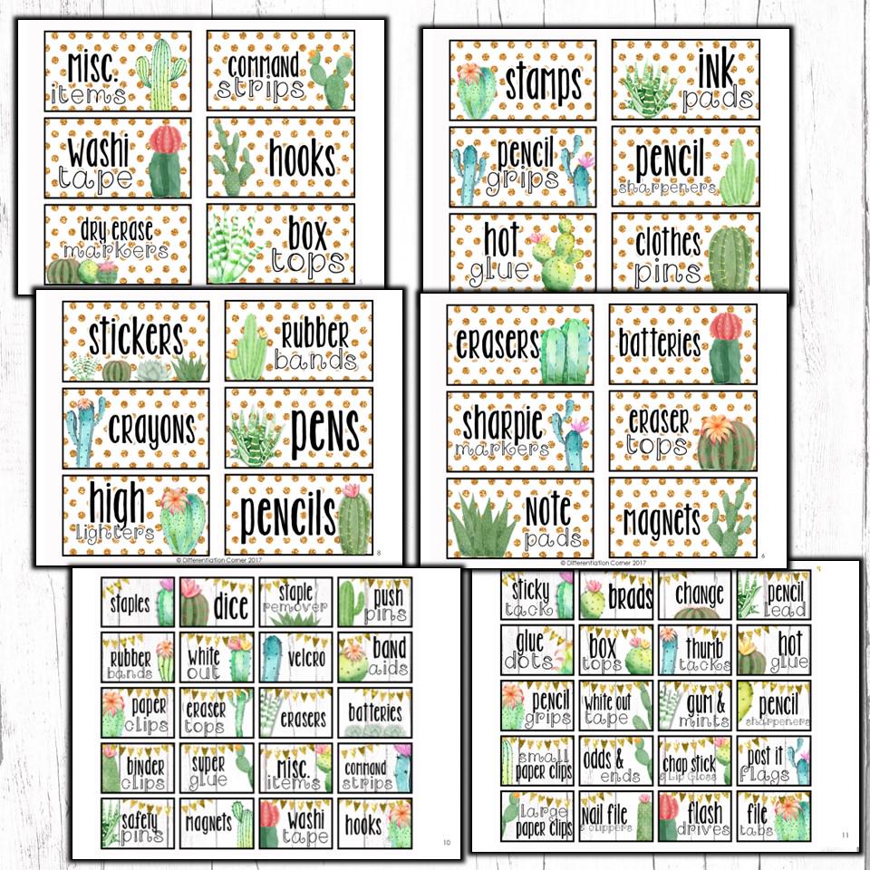 Cactus Teacher Tool Box Labels, Cactus Classroom Decor Teacher Toolbox ...