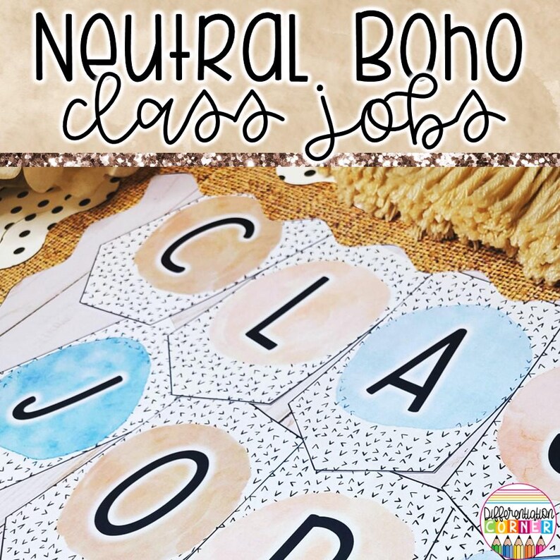 Editable Classroom Job Chart Template Neutral Boho Classroom Decor ...