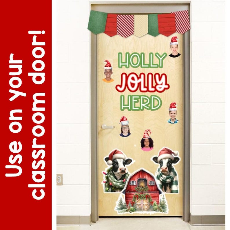 Cow Christmas Bulletin Board Kit, Holiday Classroom Decor - Etsy