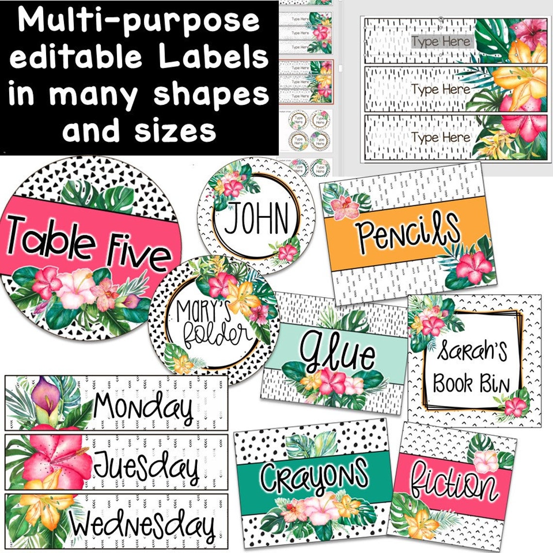 Modern Tropical Classroom Decor Bundle | Classroom Bulletin Board ...