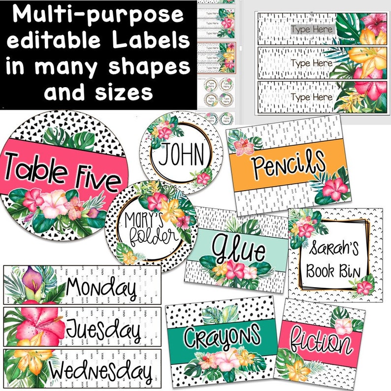 Modern Tropical Classroom Decor Bundle Classroom Bulletin - Etsy