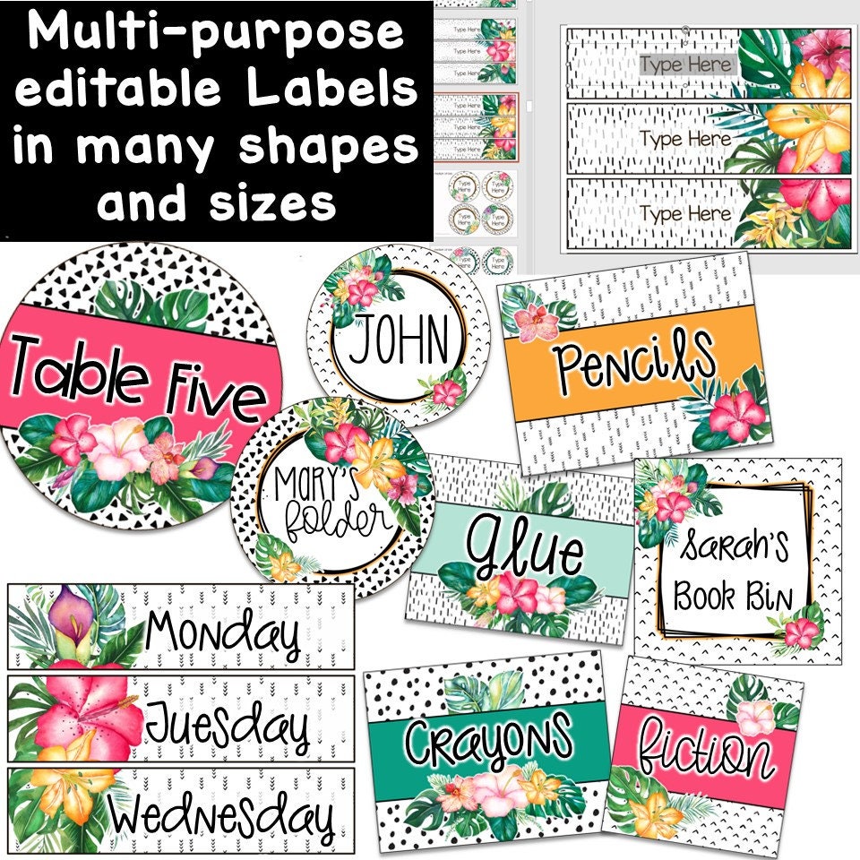 Modern Tropical Classroom Decor Bundle Classroom Bulletin - Etsy