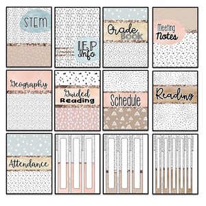 Editable Binder Covers and Spines Neutral Boho Classroom Decor ...
