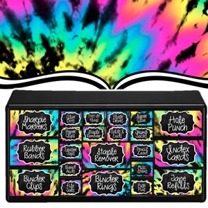 Tie Dye Teacher Tool Box Labels, Groovy Hippie Classroom Decor Teacher ...