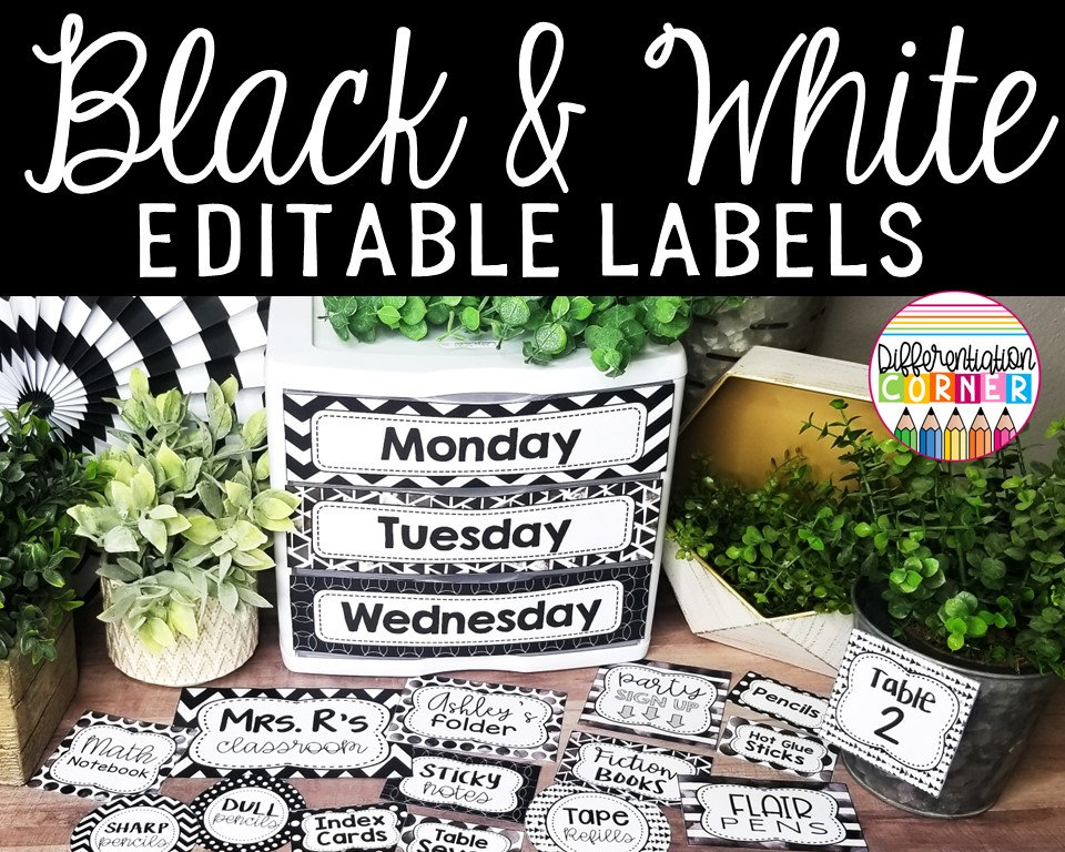 Editable Labels Black And White