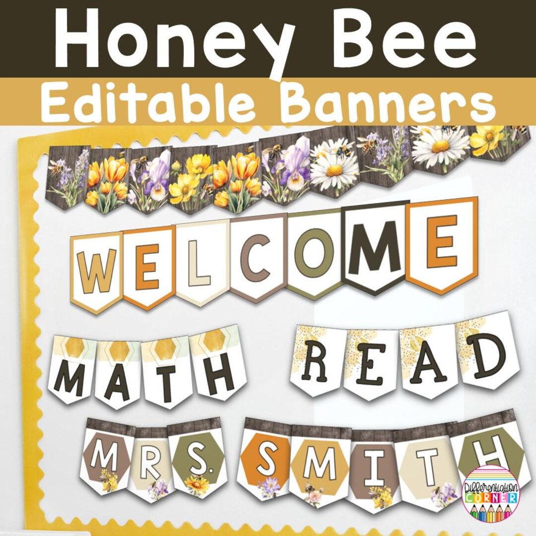 Editable Bee Bunting Bulletin Board Banner Letters Bee Classroom ...
