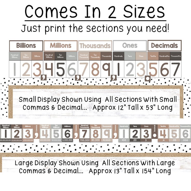 Neutral Place Value Chart Posters Place Value Wall Display Neutral ...