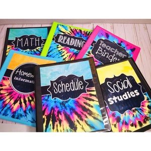 Editable Groovy Hippie Binder Covers and Spines Tie Dye Classroom Decor ...