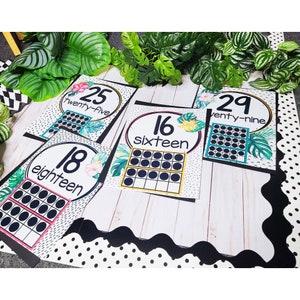 Number Posters 0-30 Number Line With Negative Numbers Tropical ...