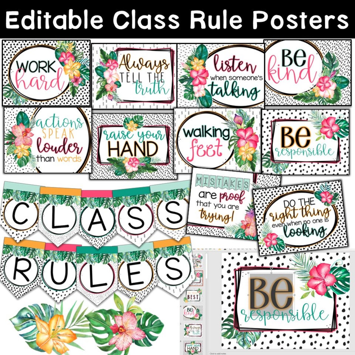 Modern Tropical Classroom Decor Bundle | Classroom Bulletin Board ...