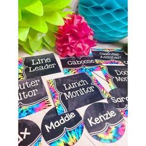 Editable Classroom Jobs Chart Template Tie Dye Retro Classroom Decor ...