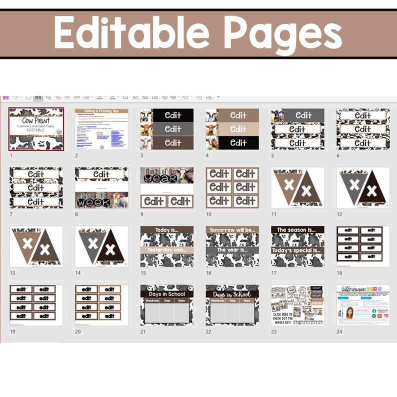 Cow Print Classroom Calendar Set & Weather Display Farmhouse Classroom ...
