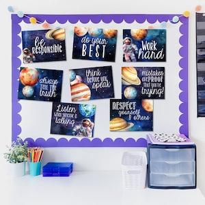 Space Classroom Rules Posters Space Classroom Decor Classroom Rules and ...