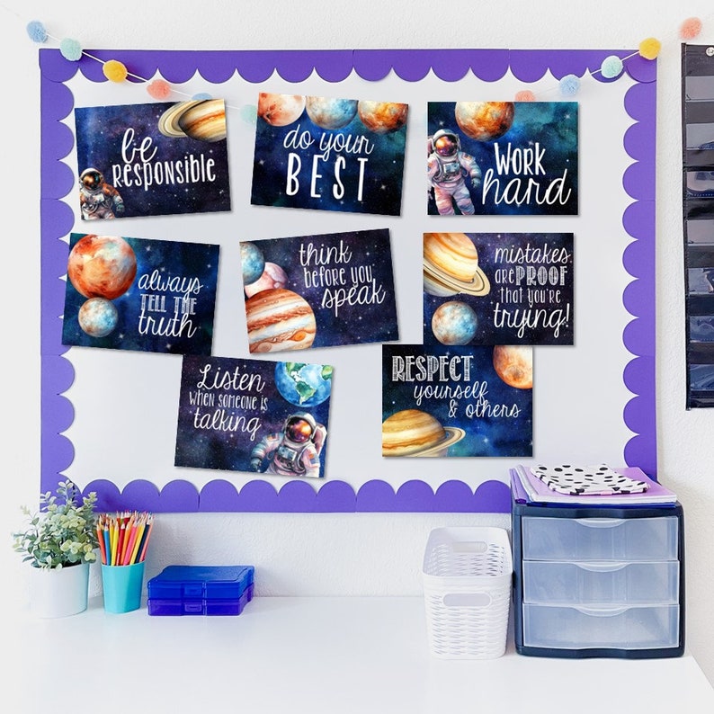 Space Classroom Rules Posters Space Classroom Decor Classroom Rules and ...
