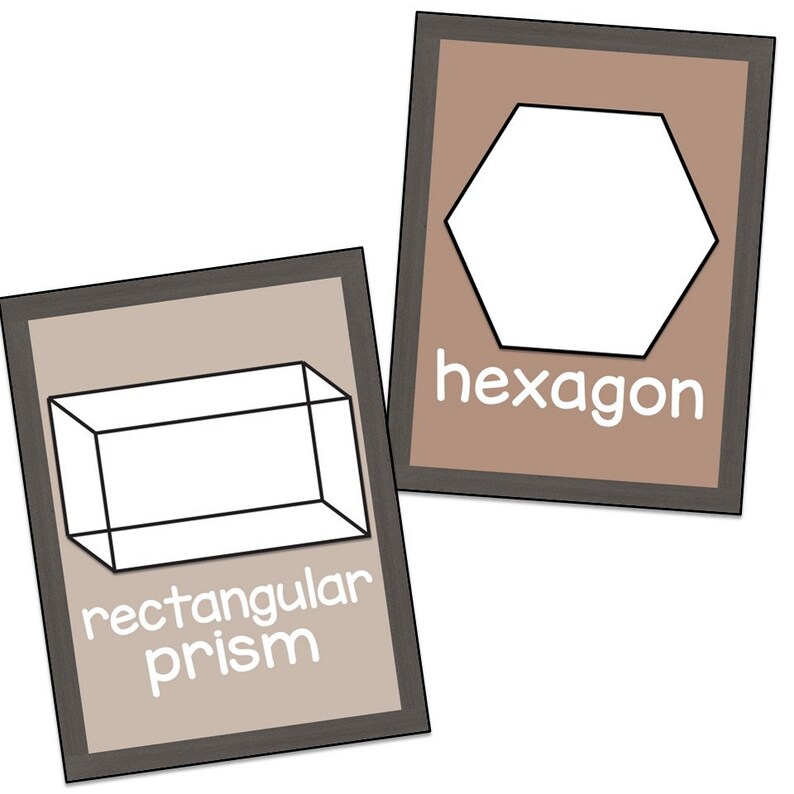 PRINTABLE Shape Posters Charts Neutral Boho Classroom Decor 2D and 3D ...