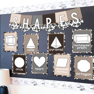 PRINTABLE Shape Posters Charts Farmhouse Cow Print Classroom Decor 2D ...