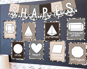 PRINTABLE Shape Posters Charts Farmhouse Cow Print Classroom Decor 2D ...
