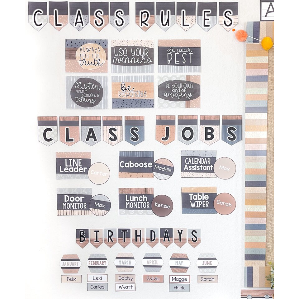 Boho Classroom Birthday Display Neutral Boho Classroom Decor Classroom ...