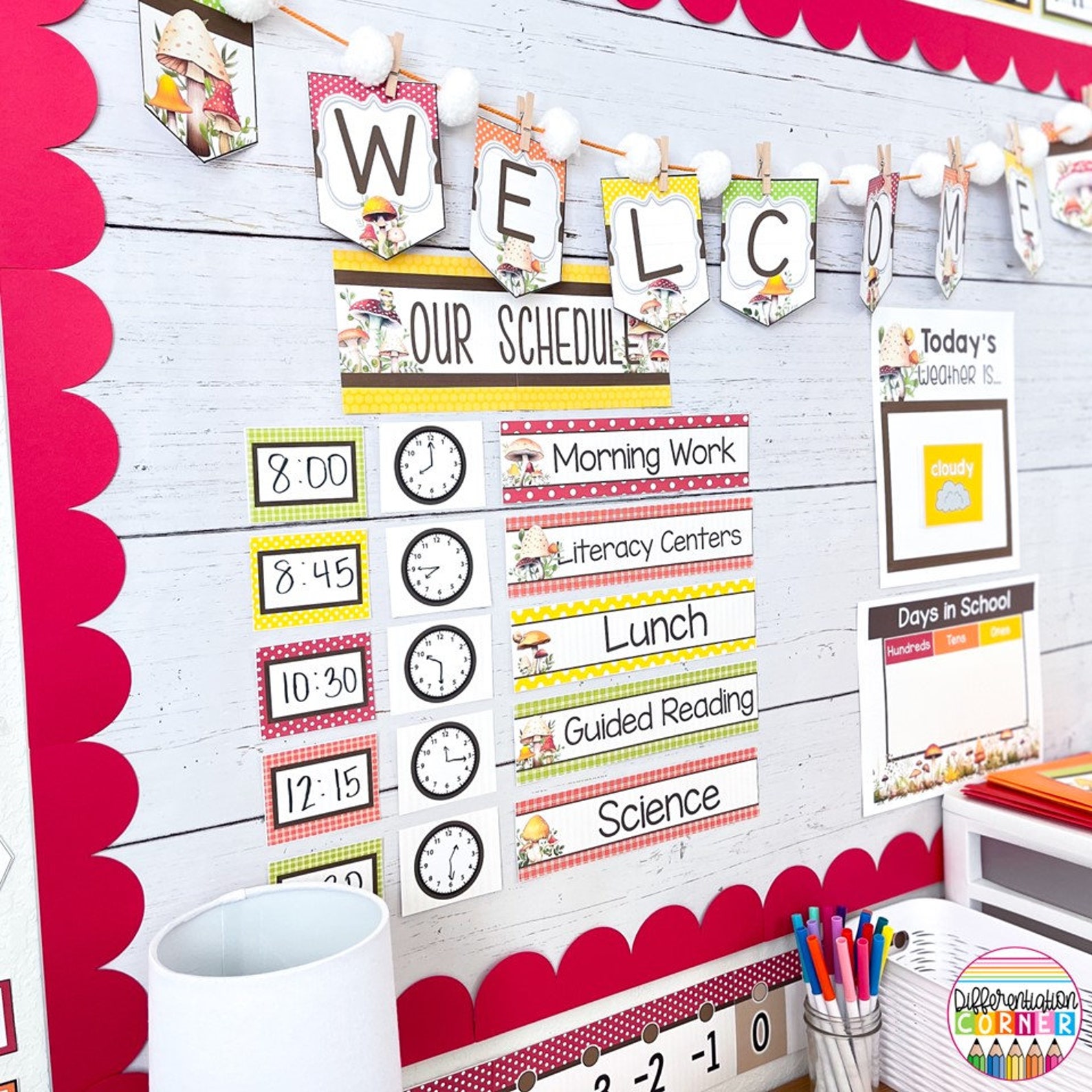 Editable Daily Schedule Cards Mushroom Retro Classroom Decor Printable ...